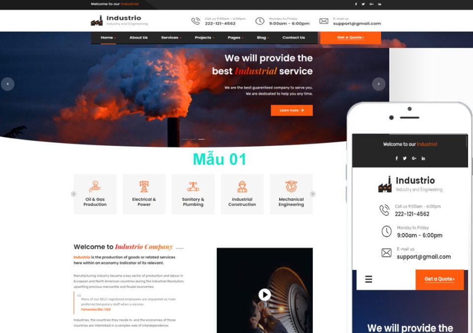 Một số Mẫu giao diện Website cơ khí Đẹp - Phan Thanh Việt